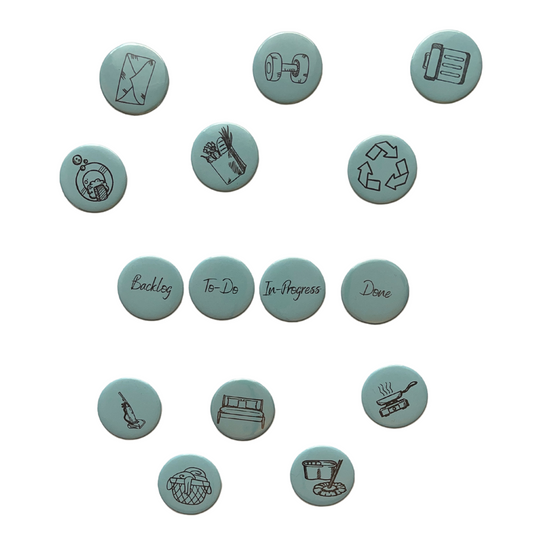 Productivity Magnets for Task Management Board • 1.5" • Set of 15 • Bl ...